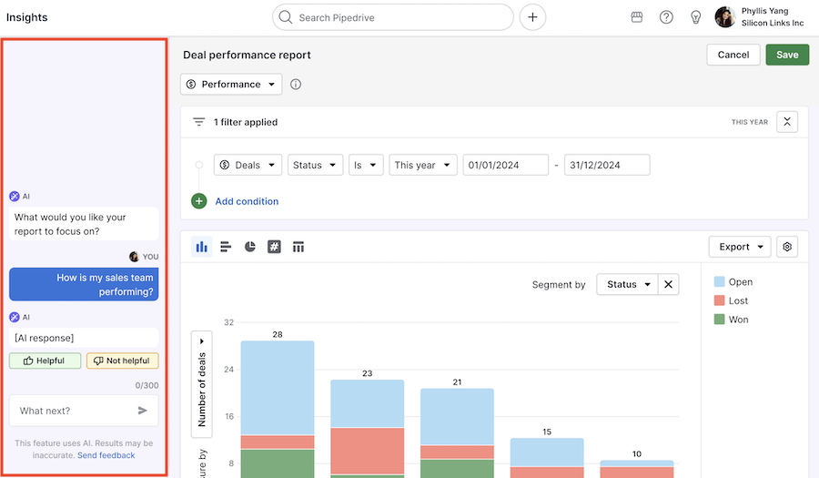 AI rapportgenerering i Insights - Knowledge Base | Pipedrive